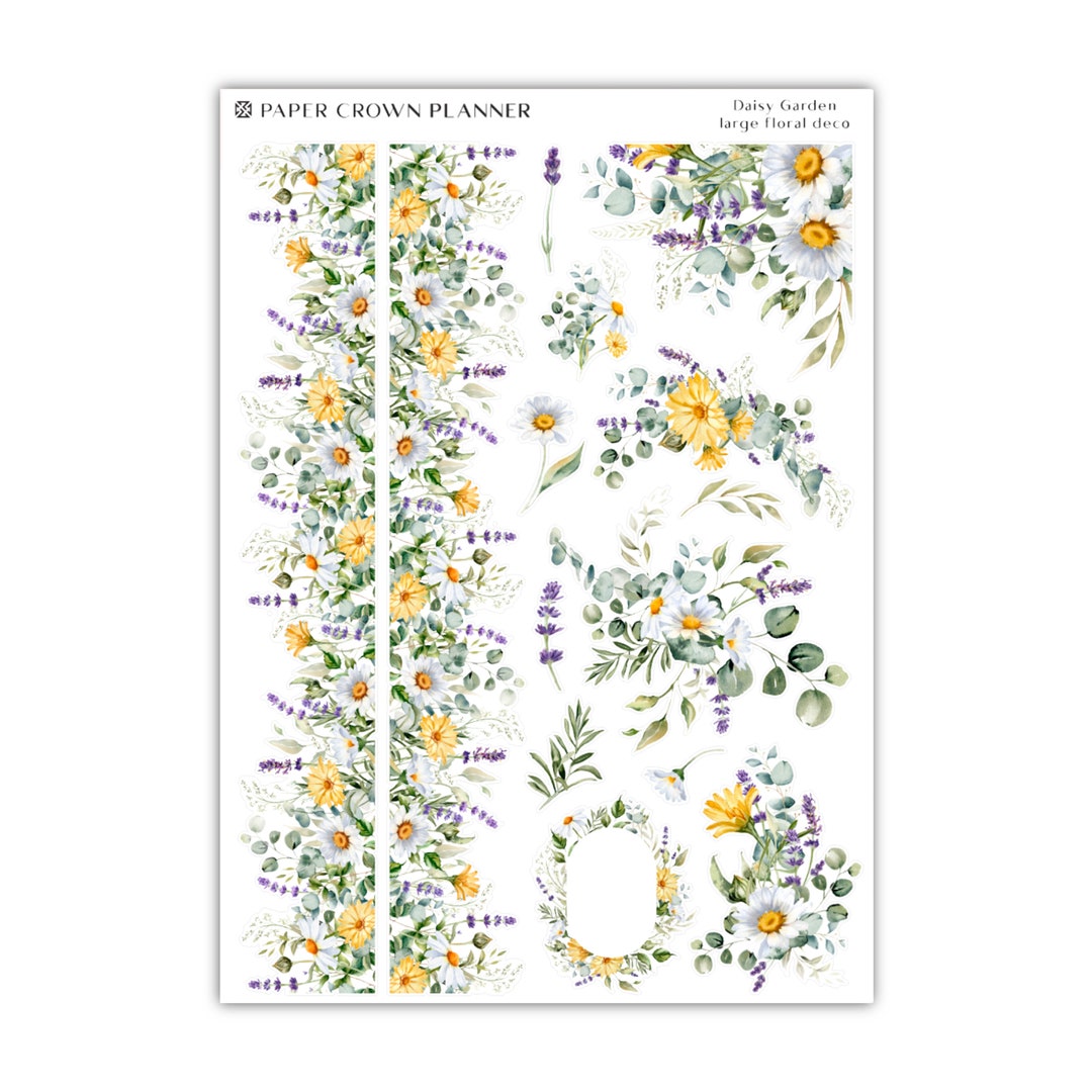 Daisy Garden Large Florals Paper Crown Planner Collab - Etsy