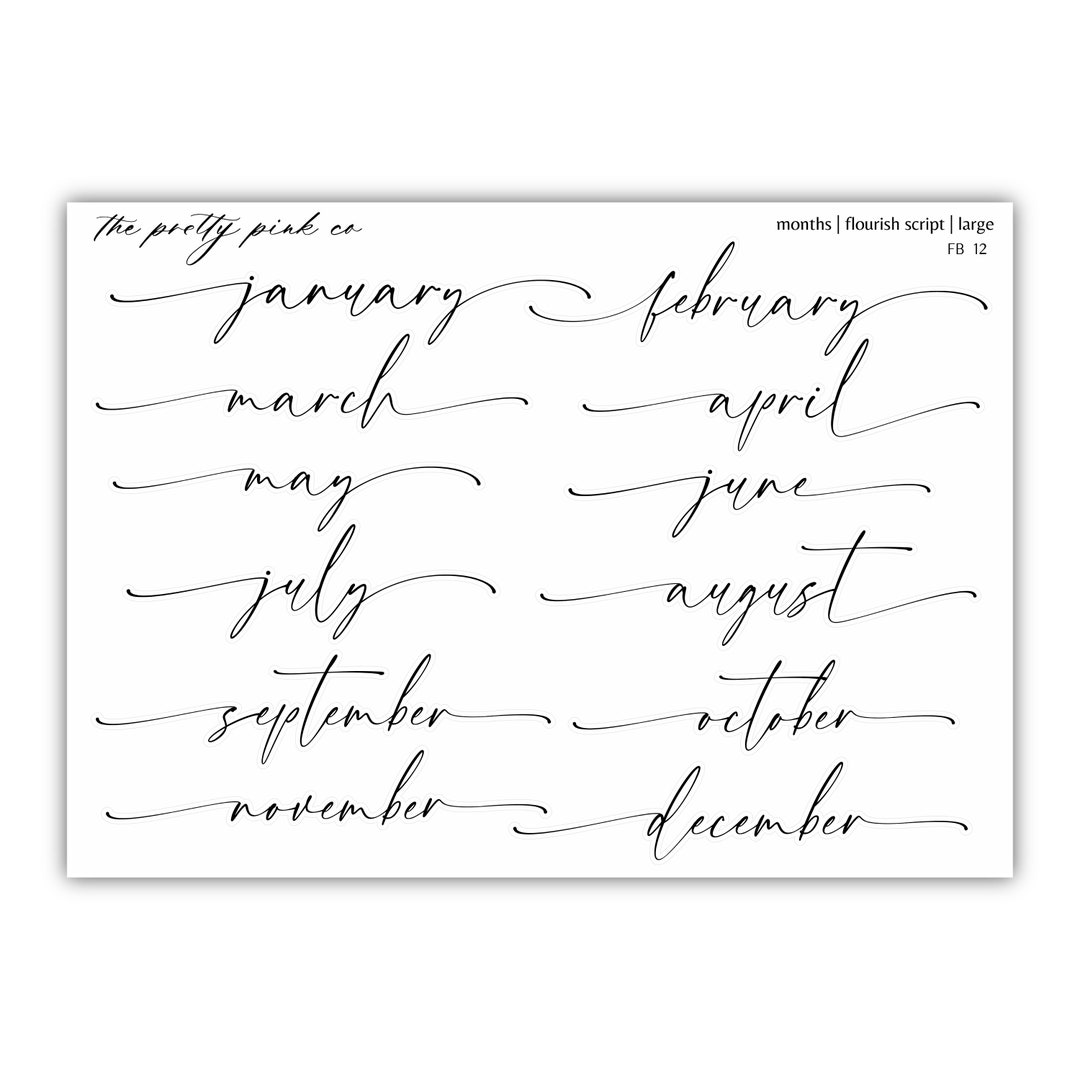 Months Flourish Script Large - Etsy