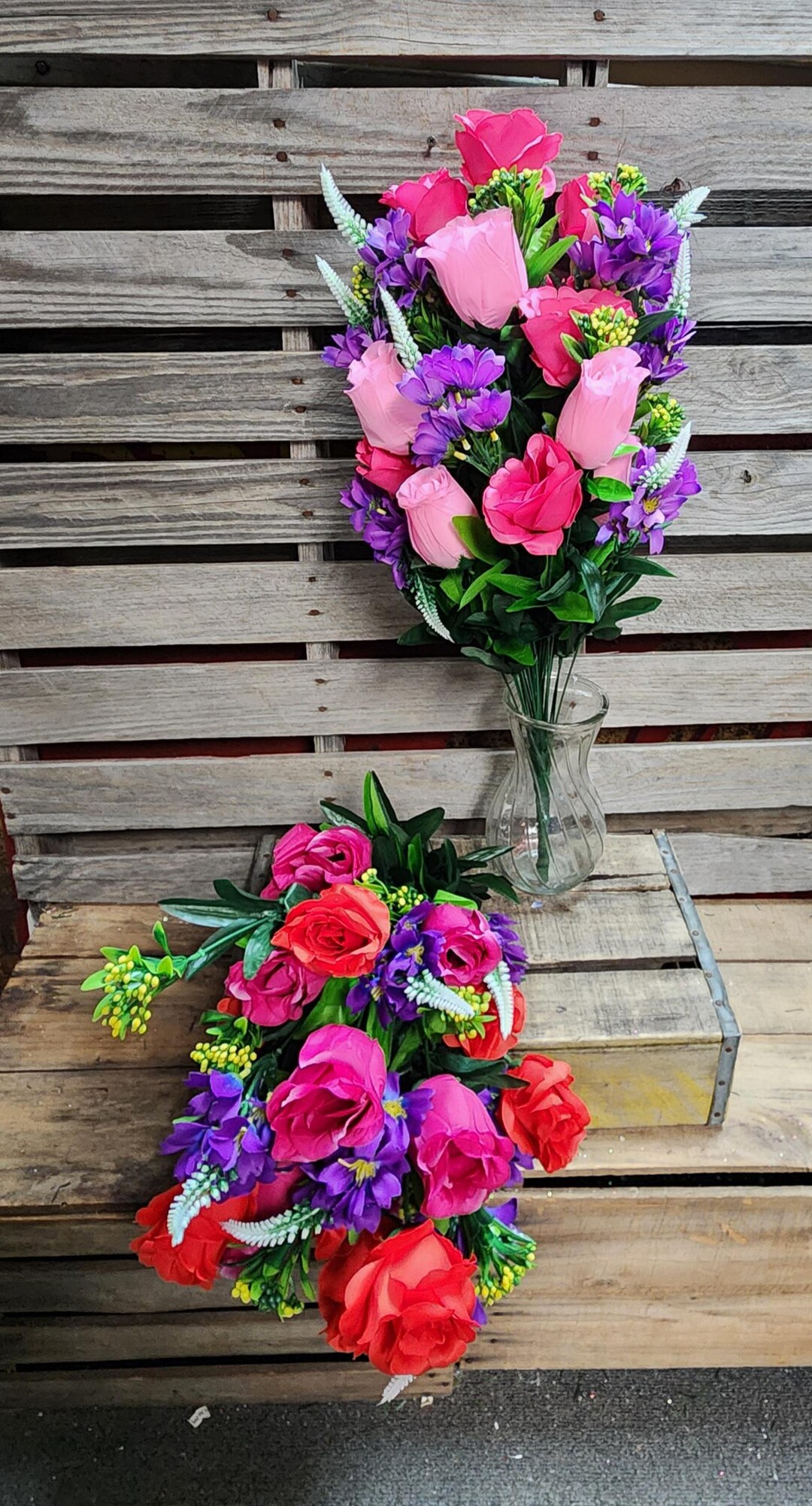 29" Silk Rose Spike Bush X36 Heads- Artificial Fake Summer Flowers ...