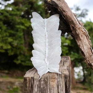 12 Large Feather White Glitter Butterflies 5" - Vibrant Butterfly ...