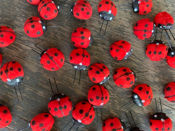 36 Pcs Mini Artificial Ladybugs Fake Colored Floral | Etsy