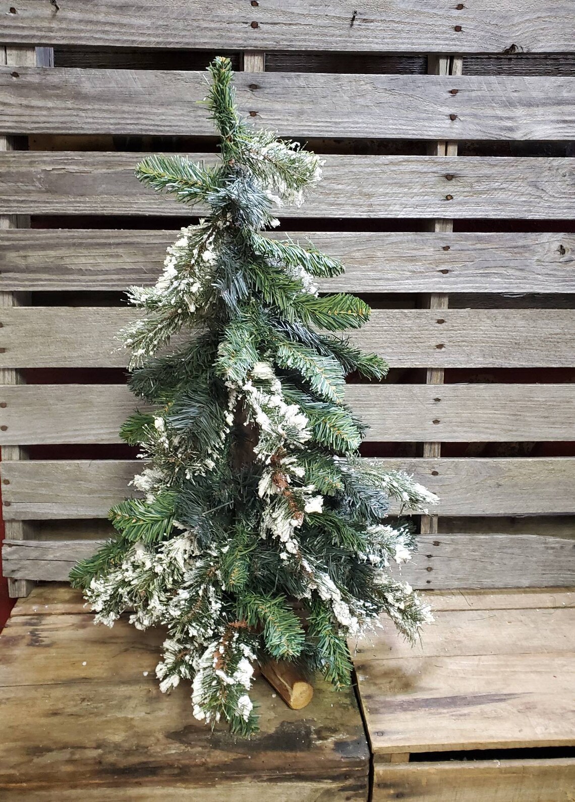 2.5' Flocked Christmas Tree With Wood Stand Noble Pine - Etsy
