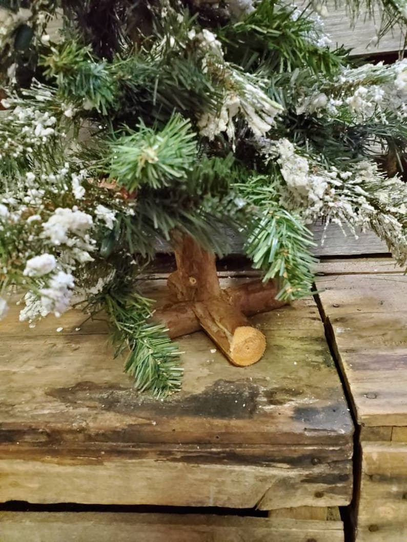 2.5' Flocked Christmas Tree With Wood Stand Noble Pine - Etsy