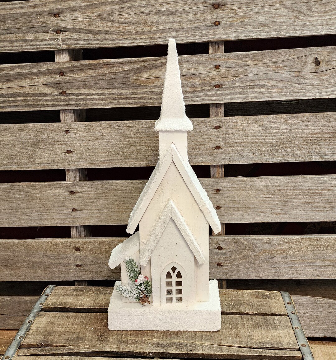 18" LED Christmas Wooden Church 3D - Etsy