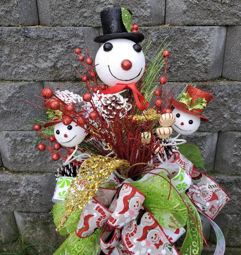 Snowman Glitter Christmas Tree Topper Snowman Tree Decor - Etsy