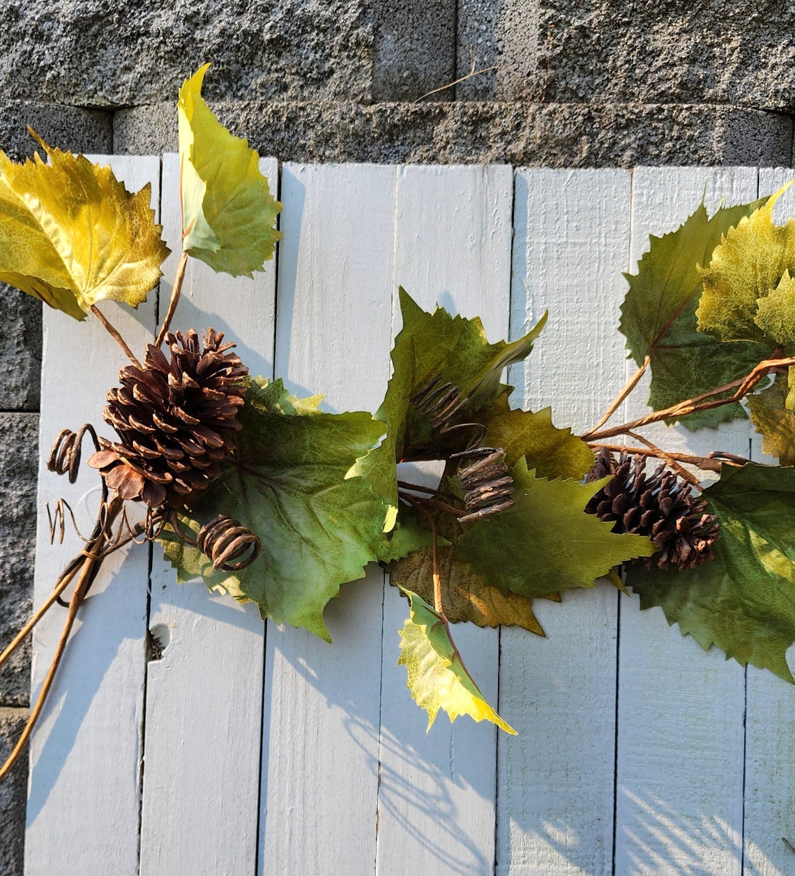 5' Grape Leaf and Pinecone Garland - Floral Decor - Holiday Garland - Etsy