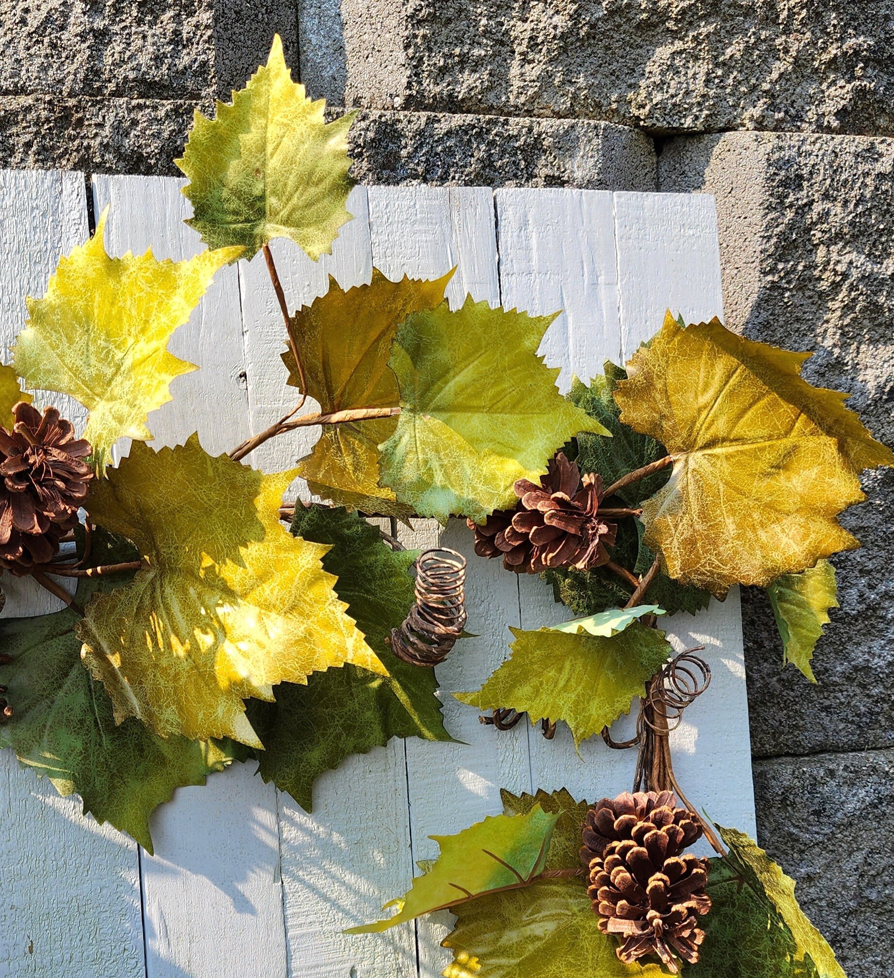 5' Grape Leaf and Pinecone Garland - Floral Decor - Holiday Garland - Etsy