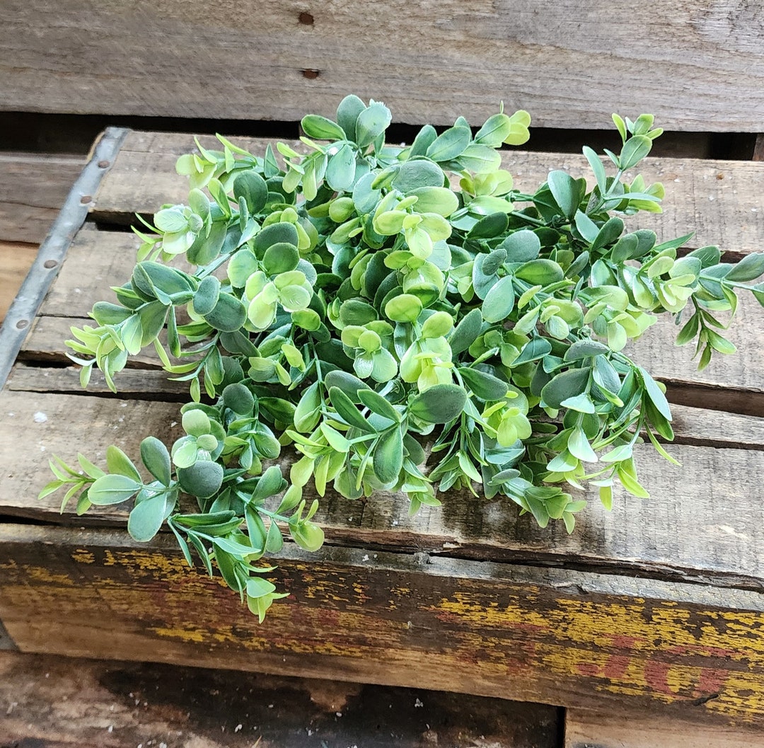 15" PVC Boxwood Greenery Bush- Fall Greenery- Filler Artificial Fake ...