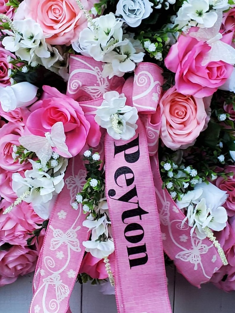 Angel Wings Funeral Arrangement With Pink and White Roses - Etsy