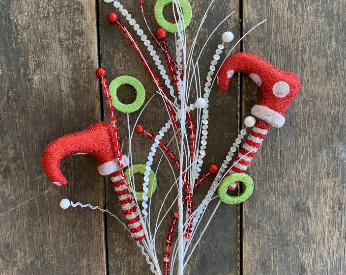 32 Glitter Elf Leg Spray Christmas Party Supplies Theme Pick Stem ...