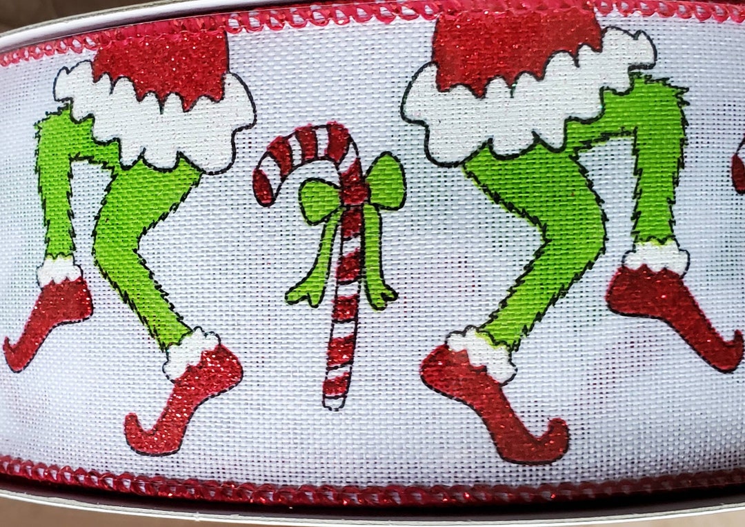 Green Monster Leg Christmas Ribbon ~ 2.5" Christmas Green Monster Wired ...