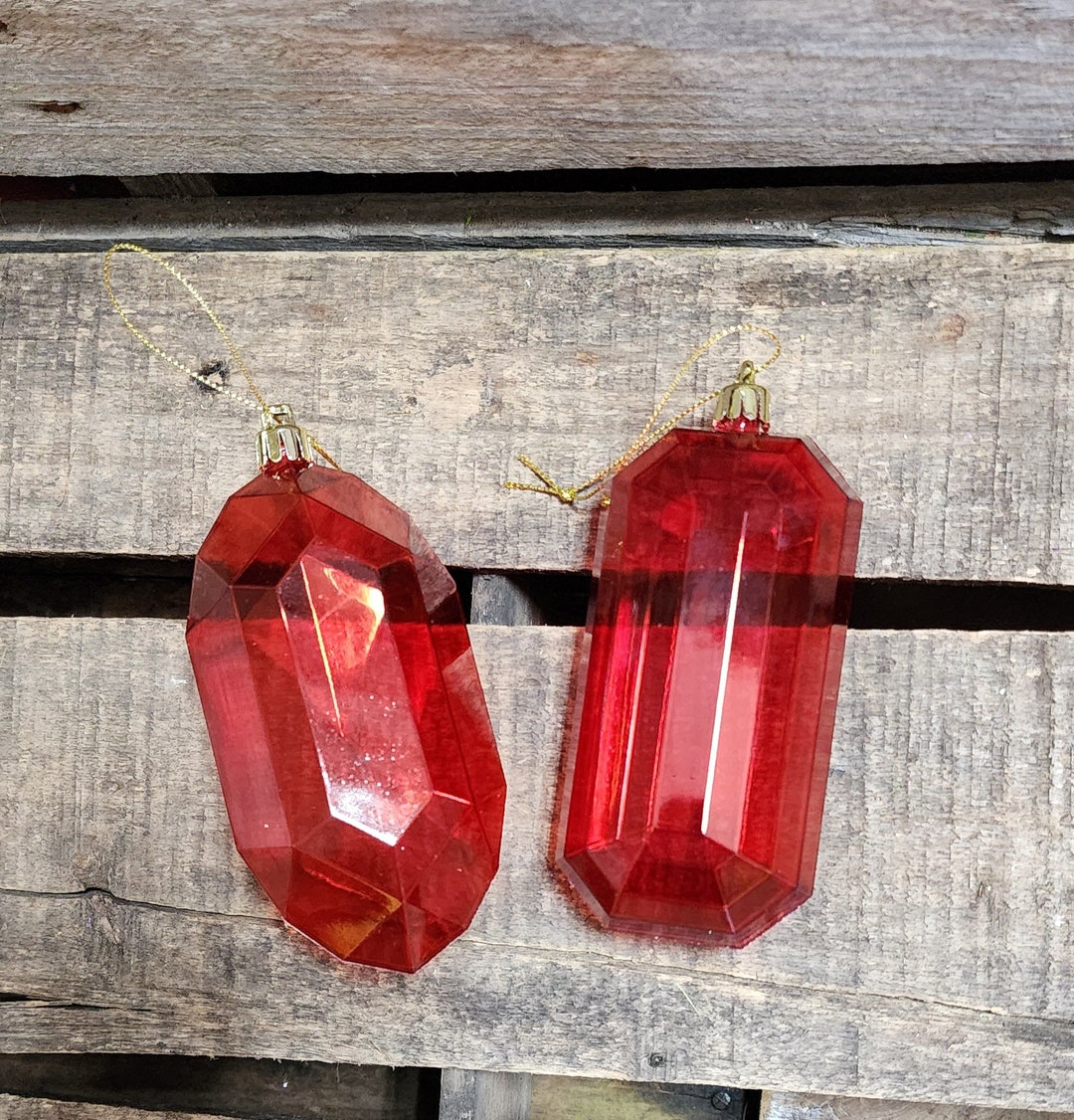 5" Plastic Jewel Ornament Set of 2 - Christmas Jems - Etsy