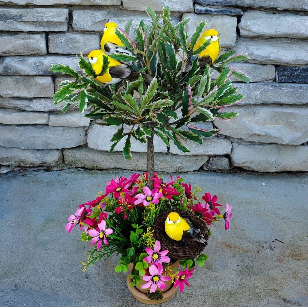 Artifical Tree Filled With Birds - Home Decor- Floral Arrangement - Etsy