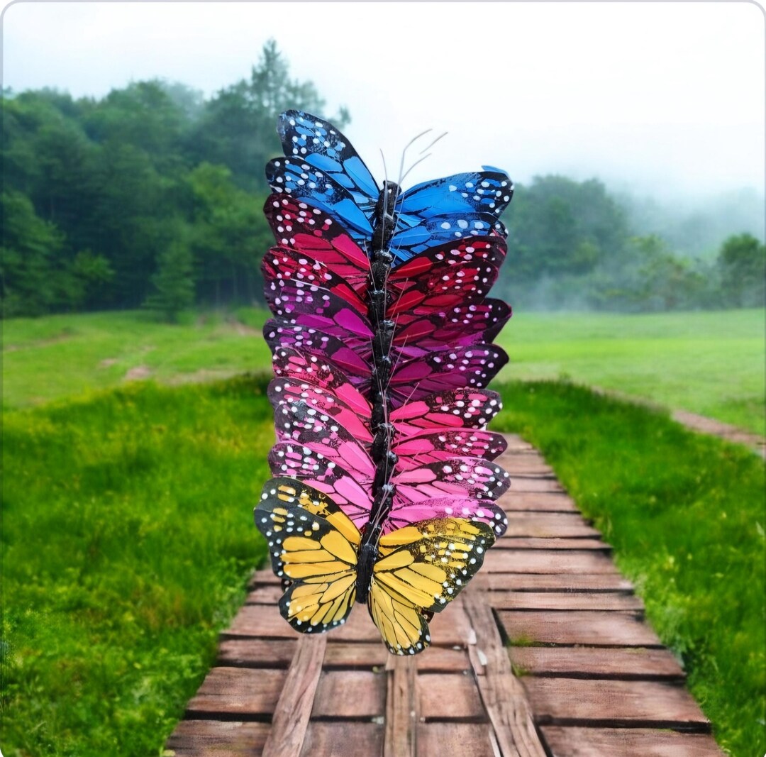 5" Artificial Assorted Butterflies Dozen - Colorful Mixed Fake Colored ...