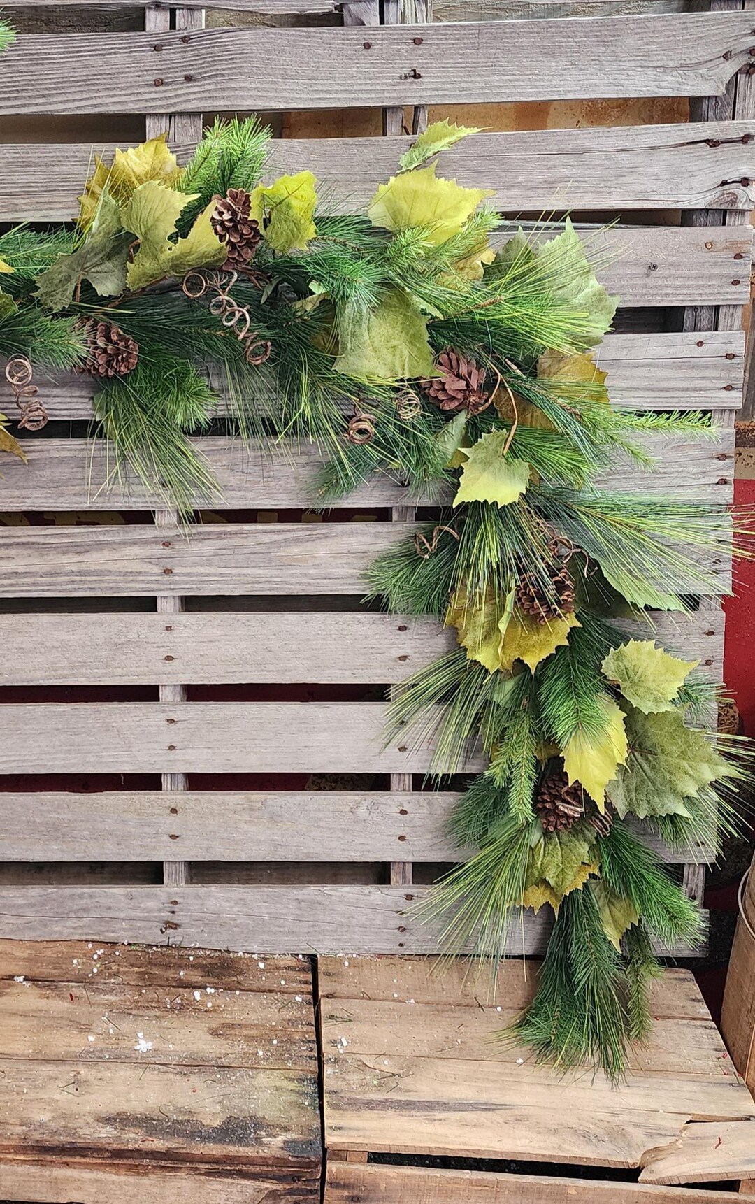 5' Grape Leaf and Pinecone Garland - Floral Decor - Holiday Garland - Etsy