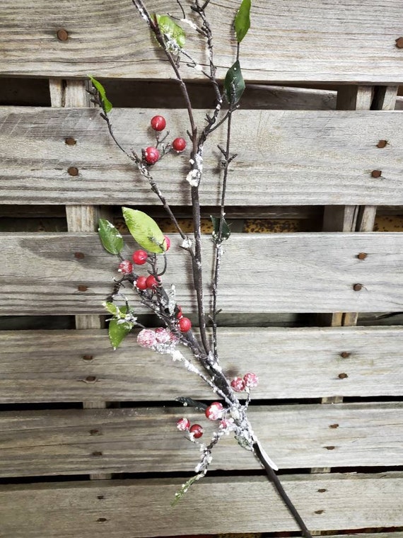 Iced Branches For Decorating 32 Iced Berry Branch Stems Winter Faux