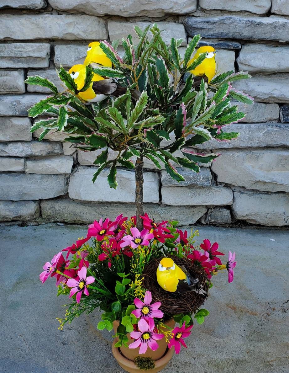 Artifical Tree Filled With Birds Home Decor Floral | Etsy
