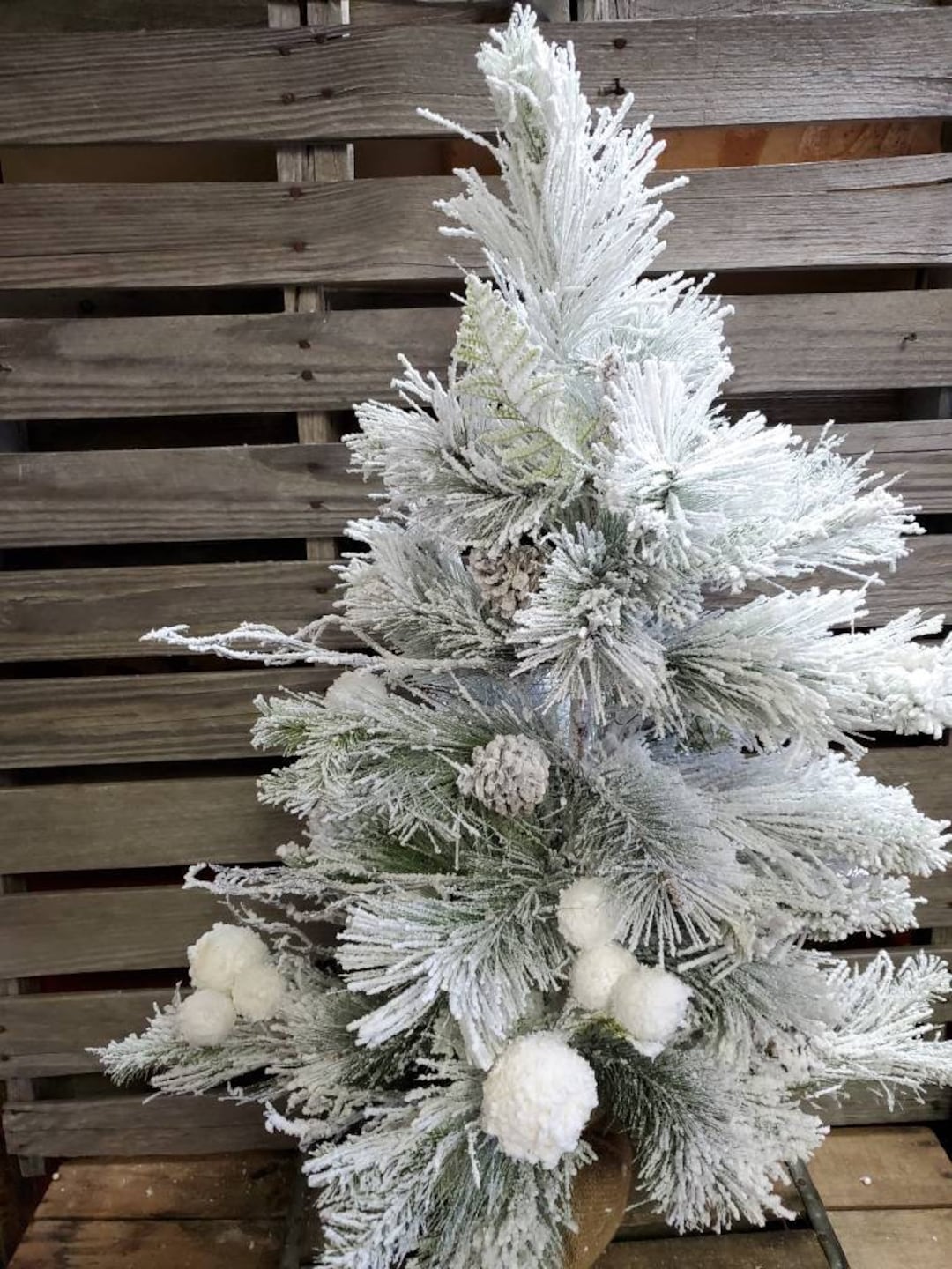 Snowball White Heavy Flocked 3' Christmas Tree - Holiday Floral Decor ...