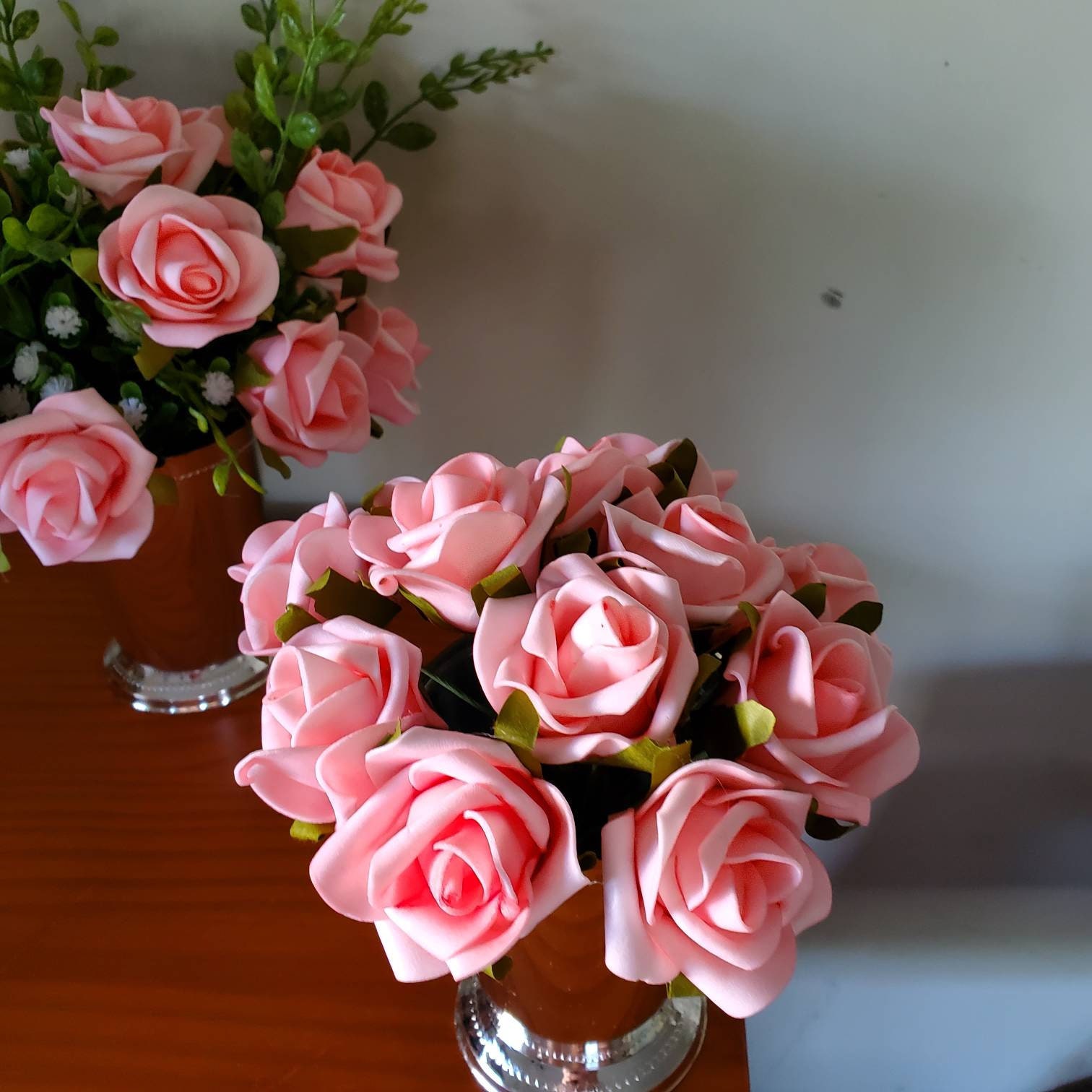 Pink Teacup Roses Tealeaf Mint Juliup Cup Wedding Arrangement | Etsy