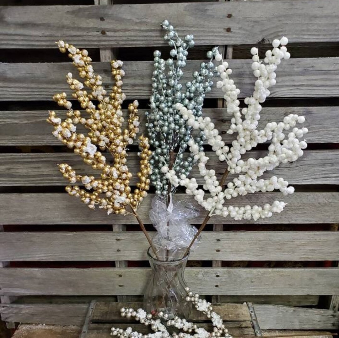 Frosted Faux Berry Stems, Floral Supplies, Tall Berry Stem - Etsy