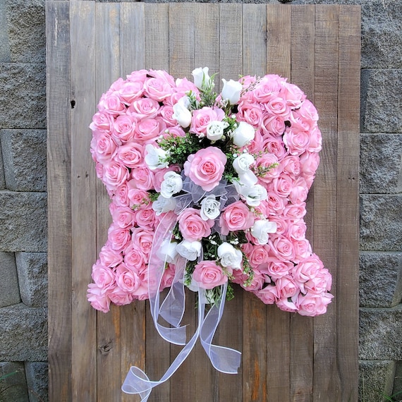 Angel Wings Funeral Arrangement With Pink and White Roses - Etsy