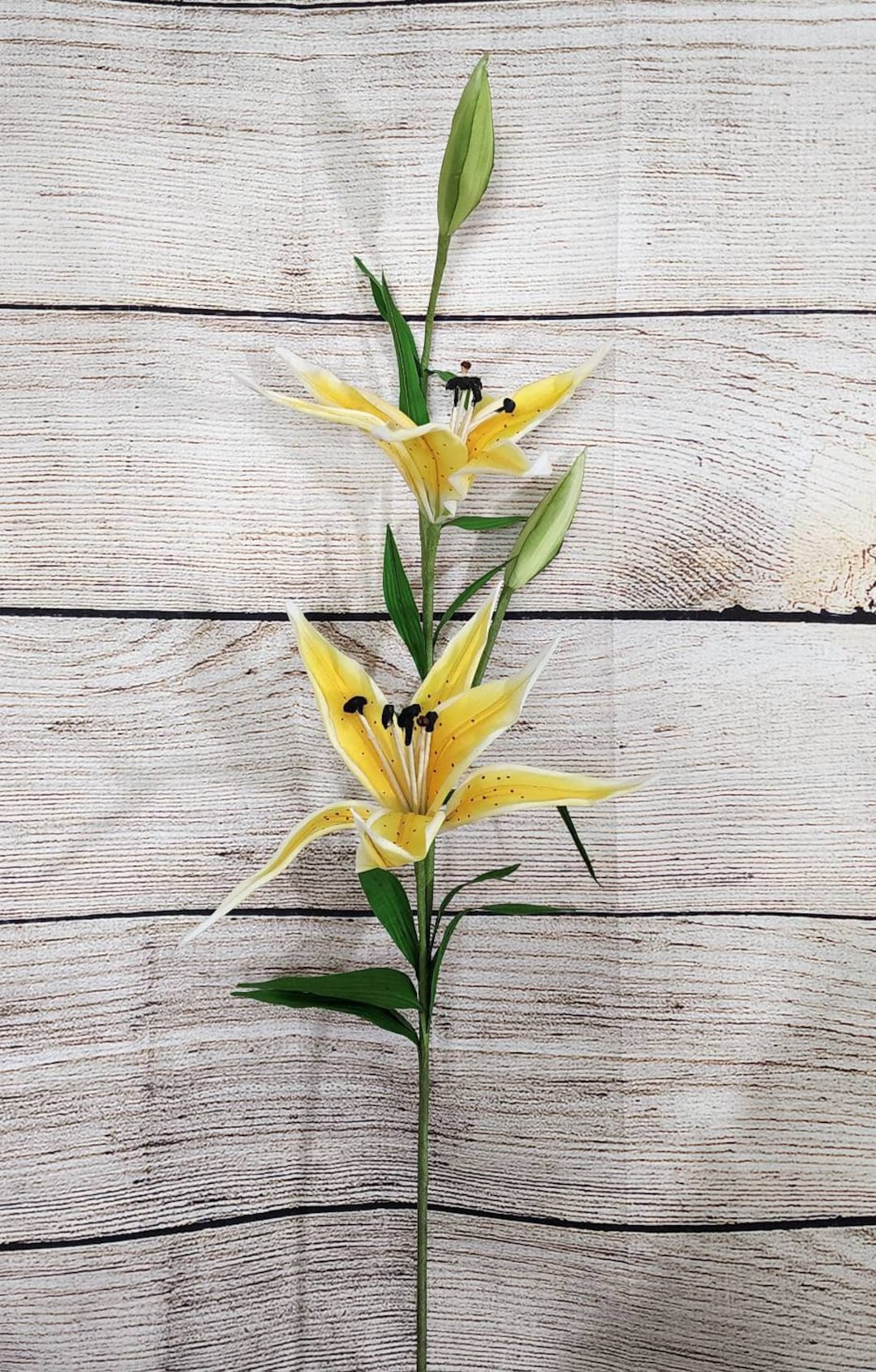 34" Large Fabric Lily Stems X3 - Artificial Fake Wedding Floral Bouquet ...