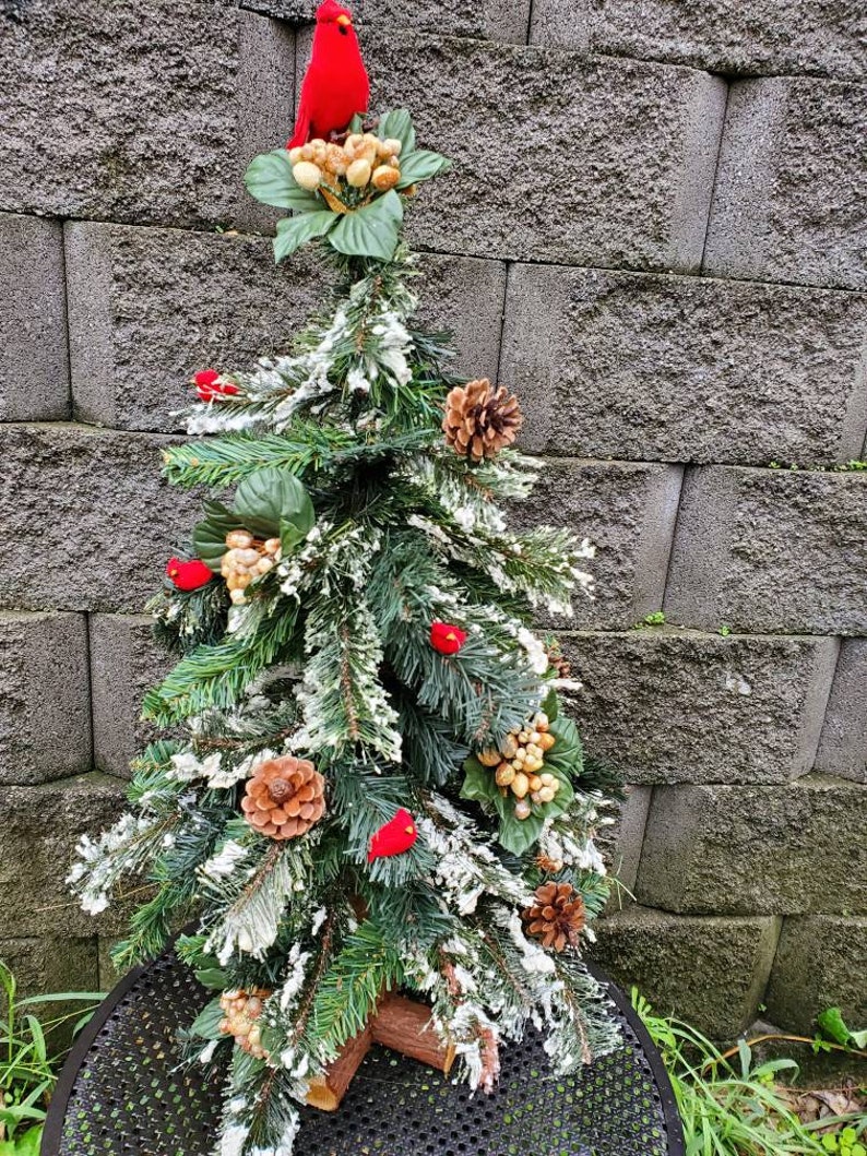 2' Frosted Christmas Tree Decorated With Berries and - Etsy