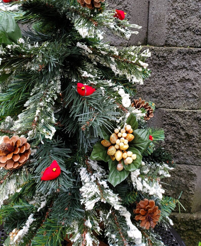 2' Frosted Christmas Tree Decorated With Berries and - Etsy
