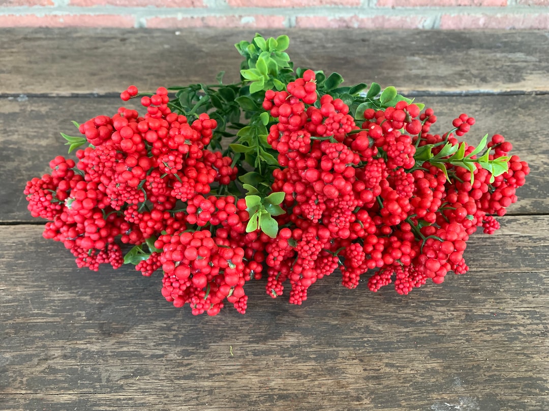16" Red Styrofoam Berry Bush X7 - Artificial Christmas Fake Filler ...