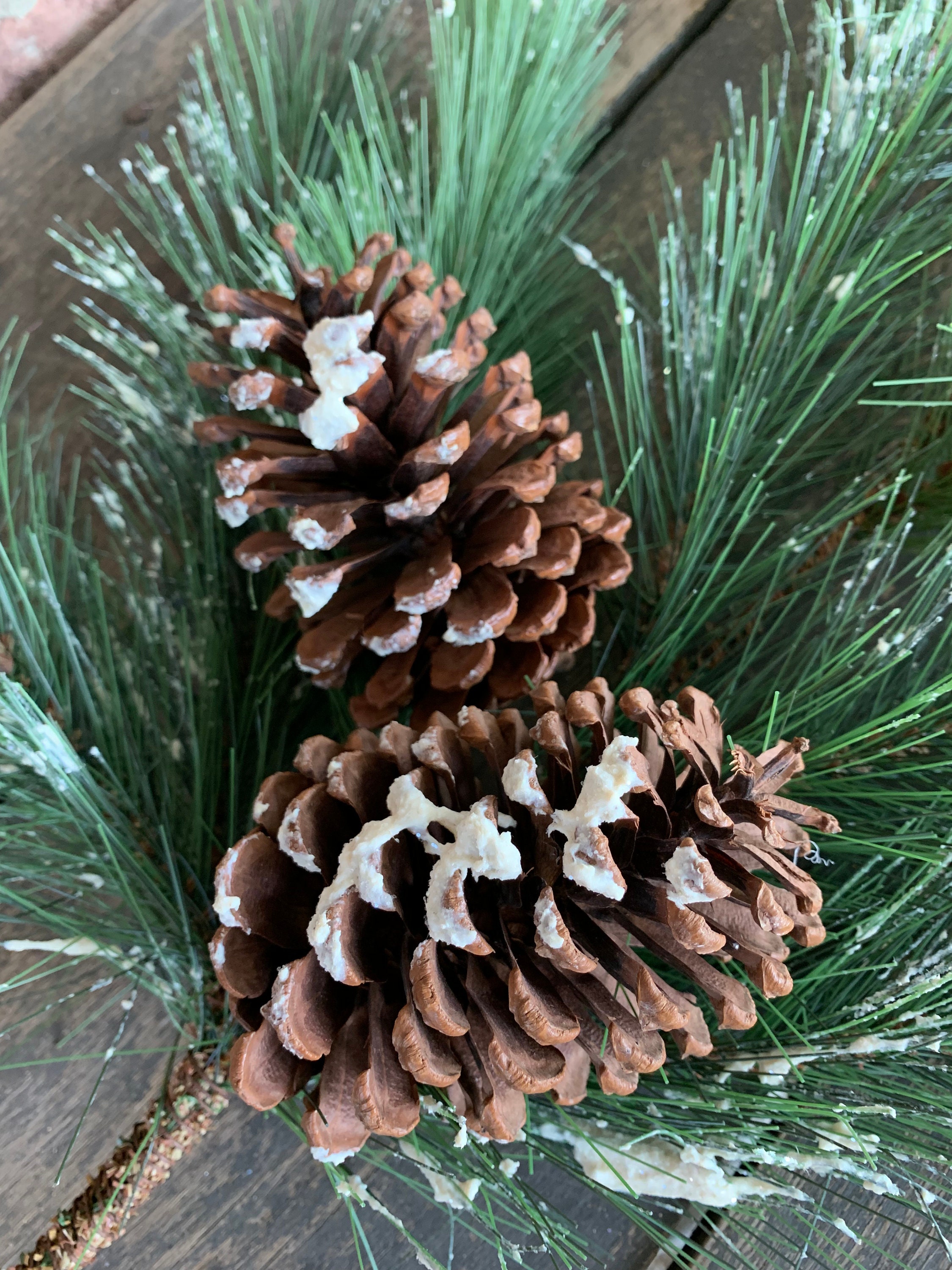 42 Snow PVC Pine Pinecone Spray Artificial Fake | Etsy