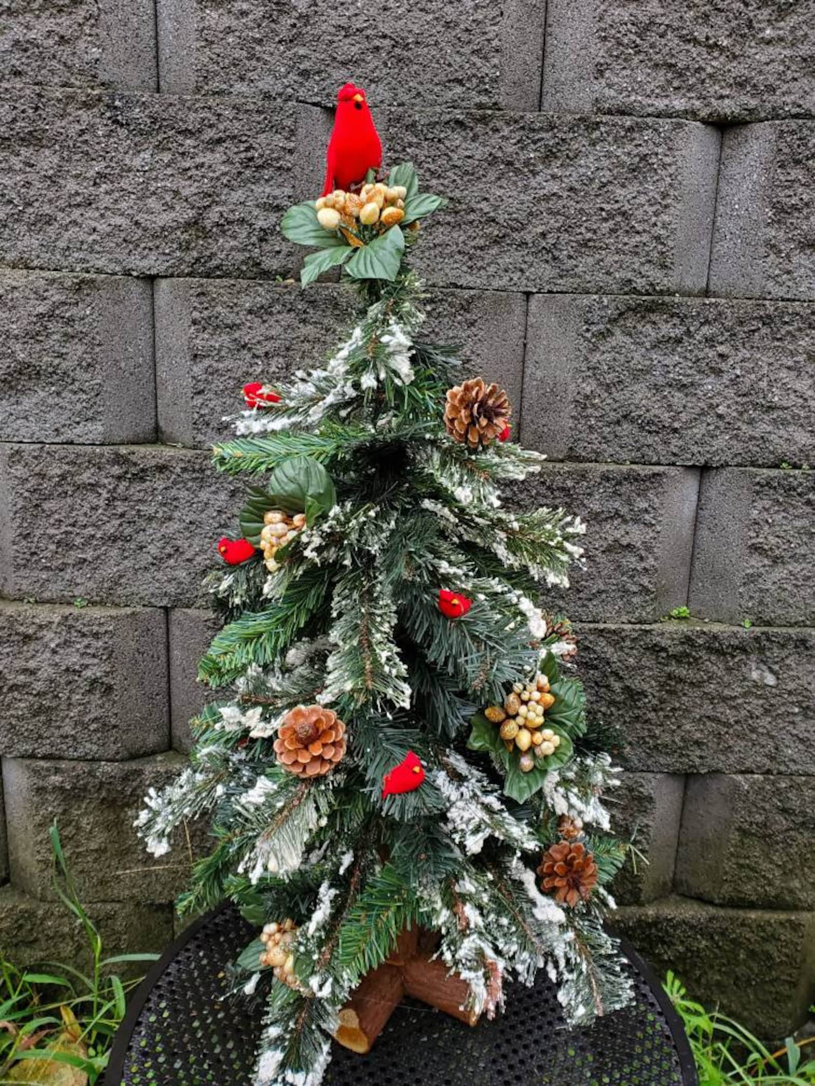 2' Frosted Christmas Tree Decorated With Berries and - Etsy