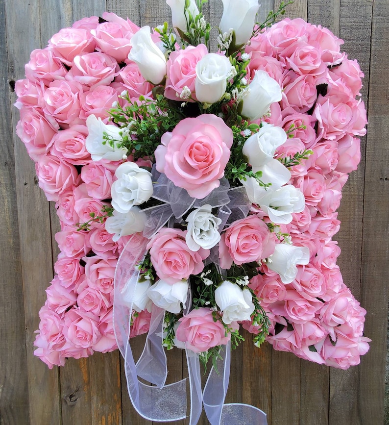 Angel Wings Funeral Arrangement With Pink and White Roses - Etsy