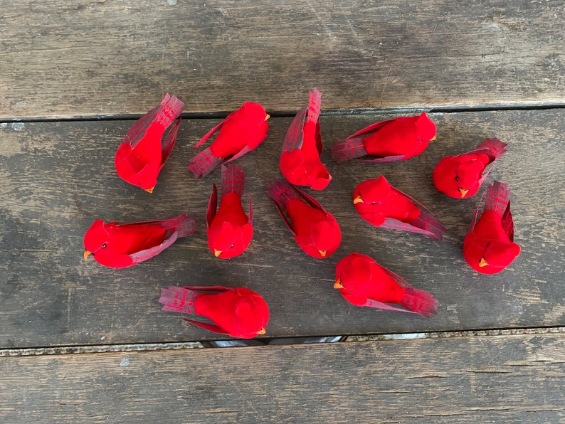 Red Artificial Cardinals 3.25" Set of 12- Fake Colored Christmas Red ...