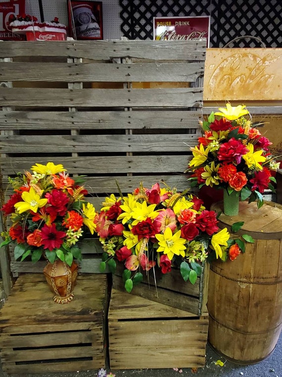 Fall Cemetary Vases Tombstone Vase Arrangement Set Large | Etsy