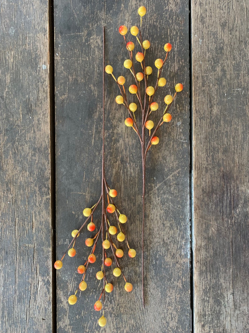 6 Pcs 16 Yellow Orange Berries Spray Fall Thanksgiving - Etsy