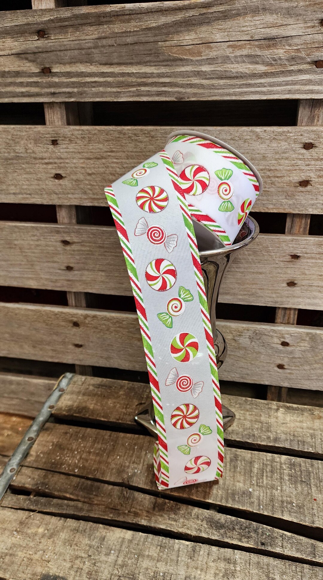 2.5" Peppermint Candy Land Christmas Wired Ribbon 10 Yd Roll - Etsy