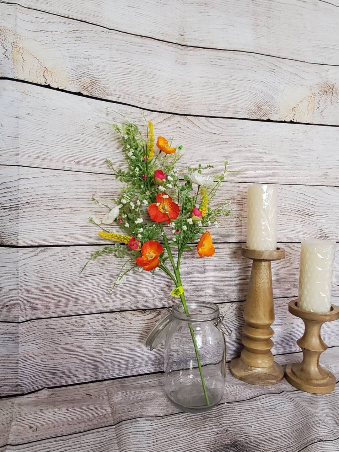 21 Silk Orange Poppy Bush Artificial Fake Summer Fall Flowers Floral ...