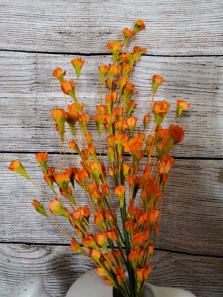 19" Orange Paper Flower Stem - Fall Wedding Floral Arrangement Bouquet ...
