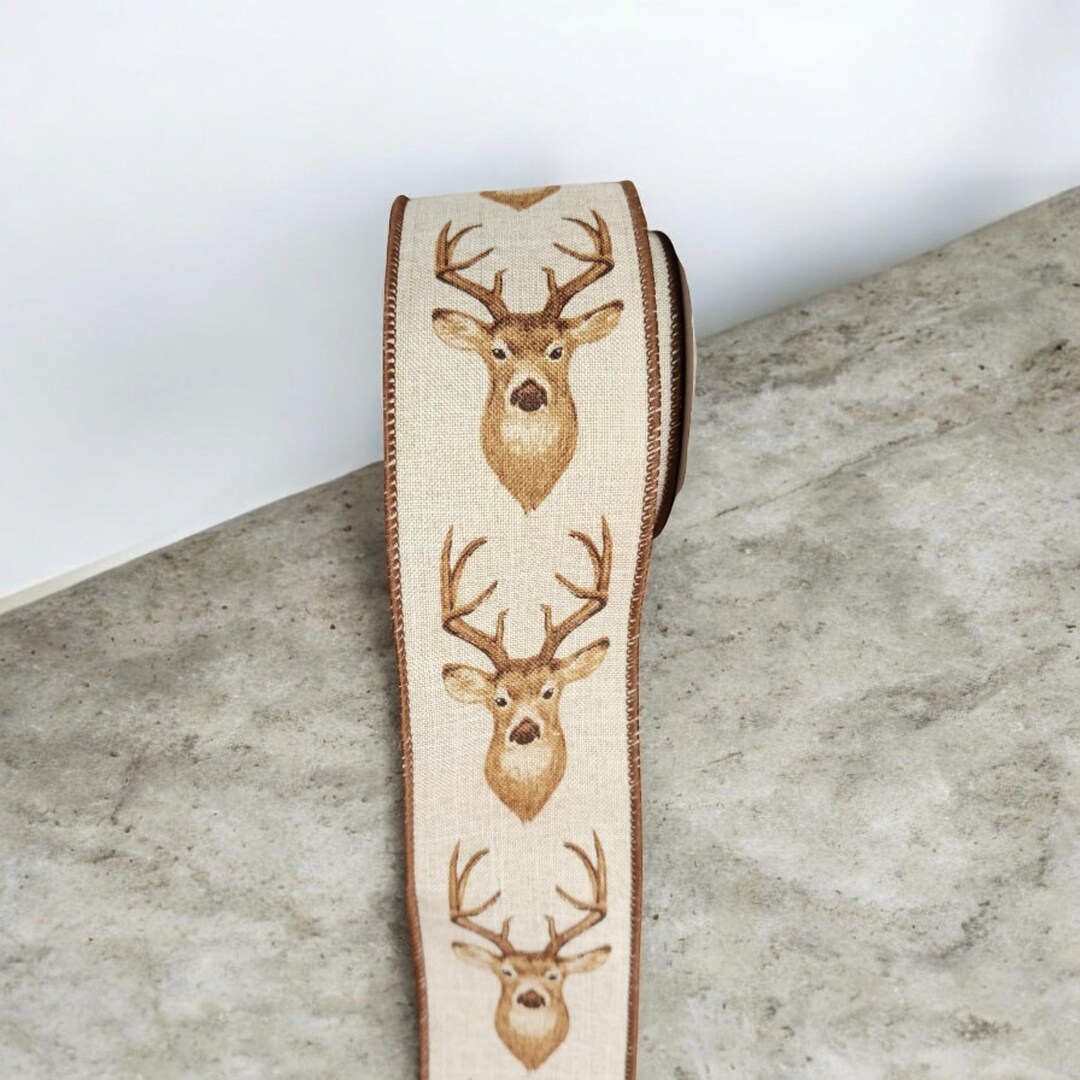 2.5" Wired Deer Ribbon 10 Yd Roll ~ Deer Hunting Ribbon ~hunting Decor ...