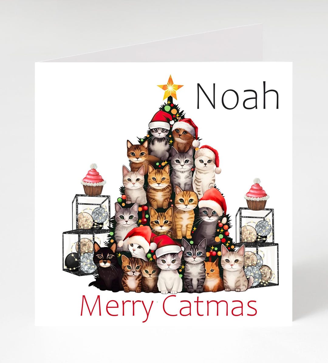 Personalised Funny Cat Christmas Card, Merry Catmas Card - Etsy