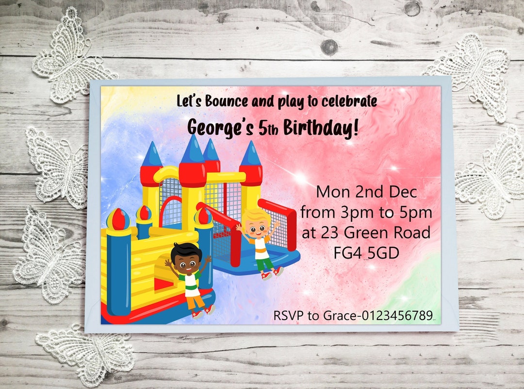 Personalised Soft Play Birthday Party Invitations Bouncy Castle Invites ...