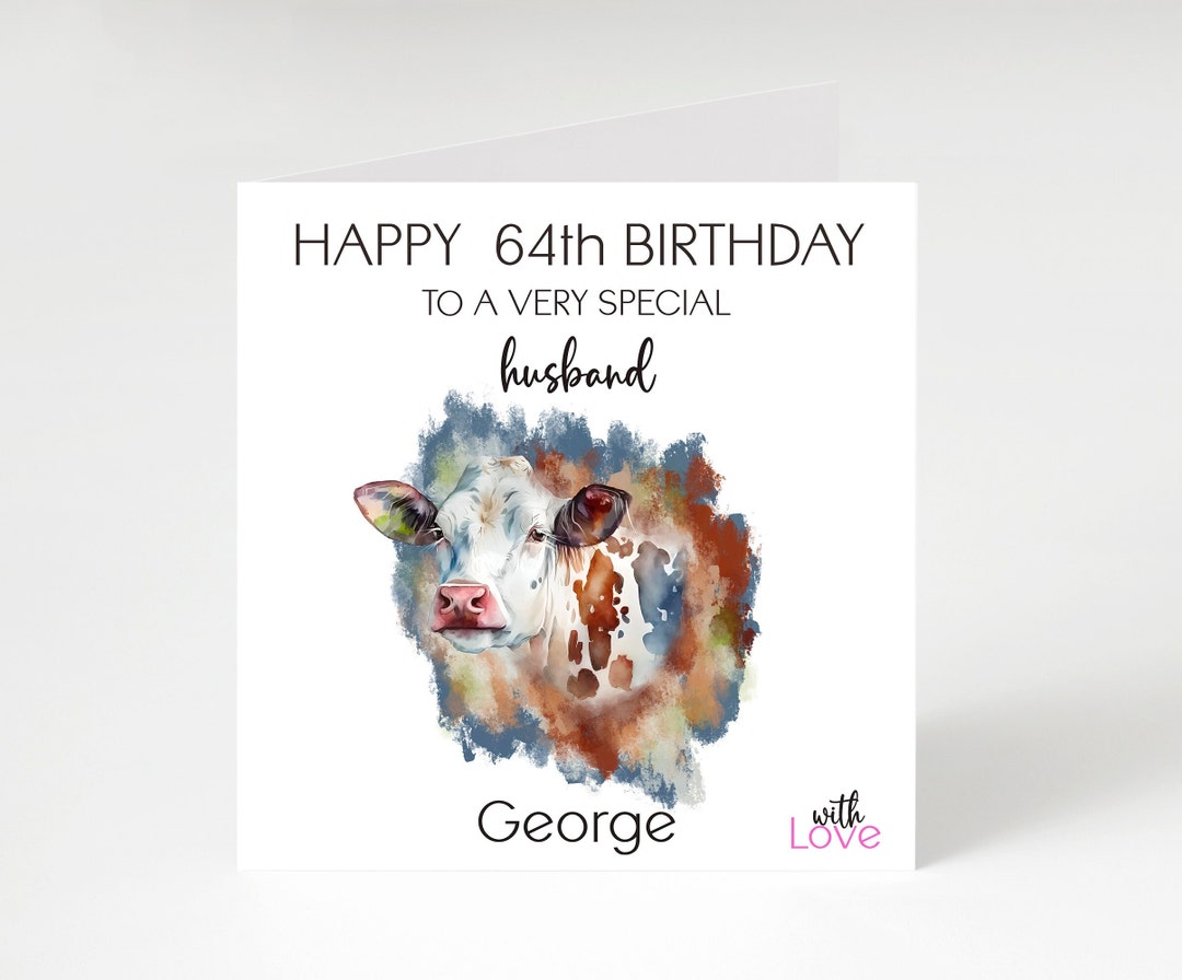 Cow Birthday Card, Farm Birthday Card, Card With Cow, Personalised ...
