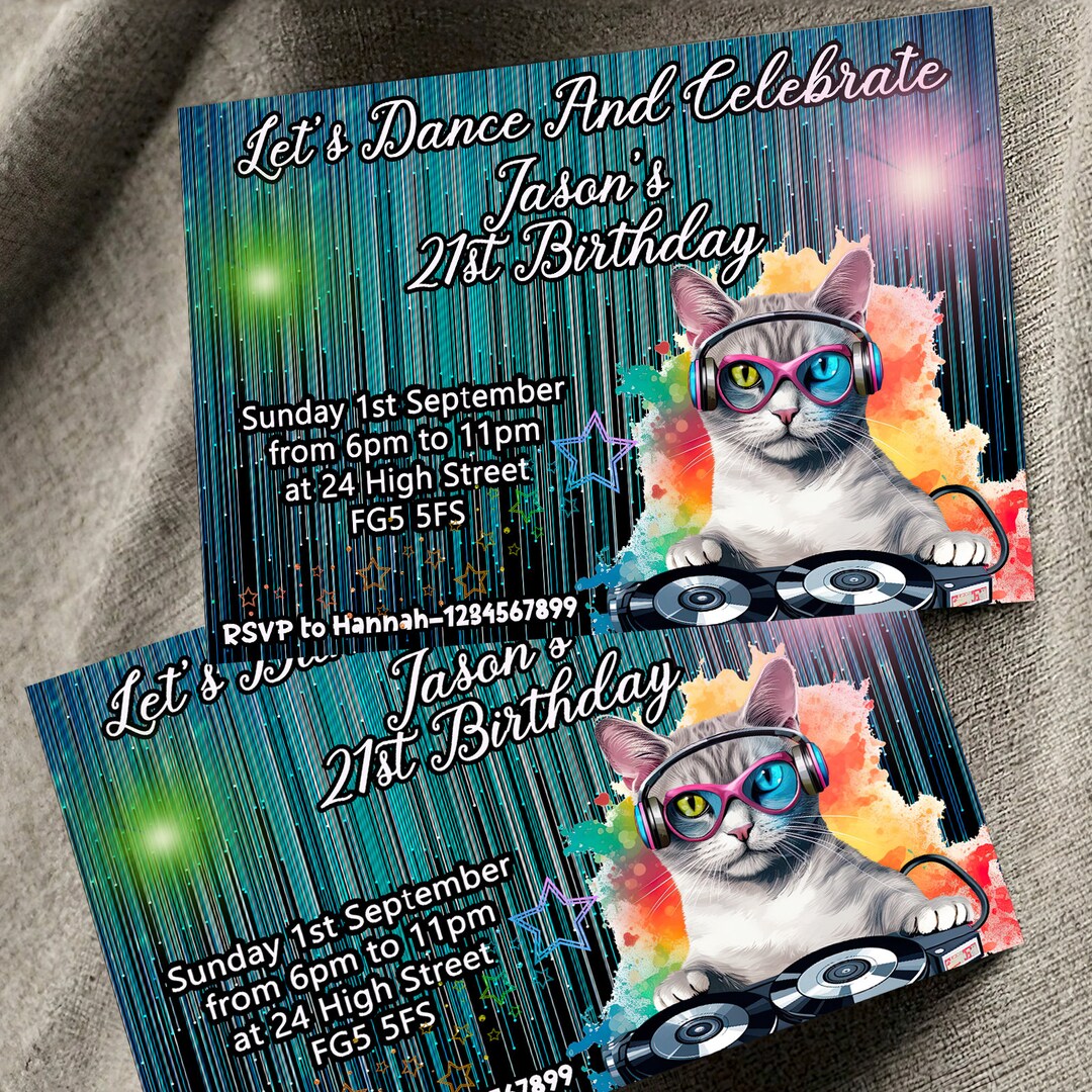 Disco DJ Party Invitations, Print Party Invites, Dance Party ...