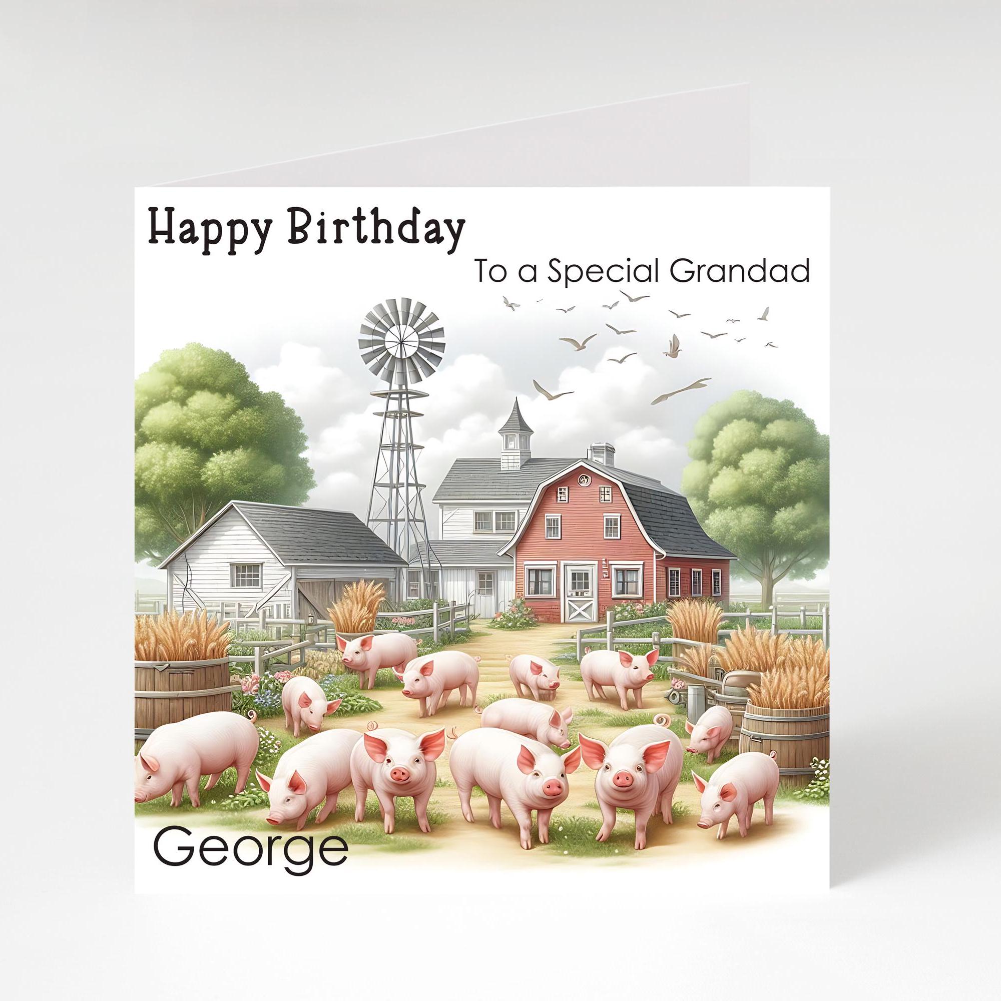 Pig Farm Birthday Card, Personalized Farmer Card - Etsy