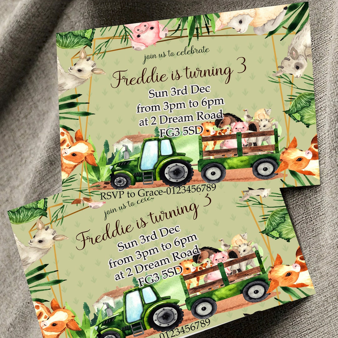 Personalized Farm Animals Birthday Party Invitations - Etsy