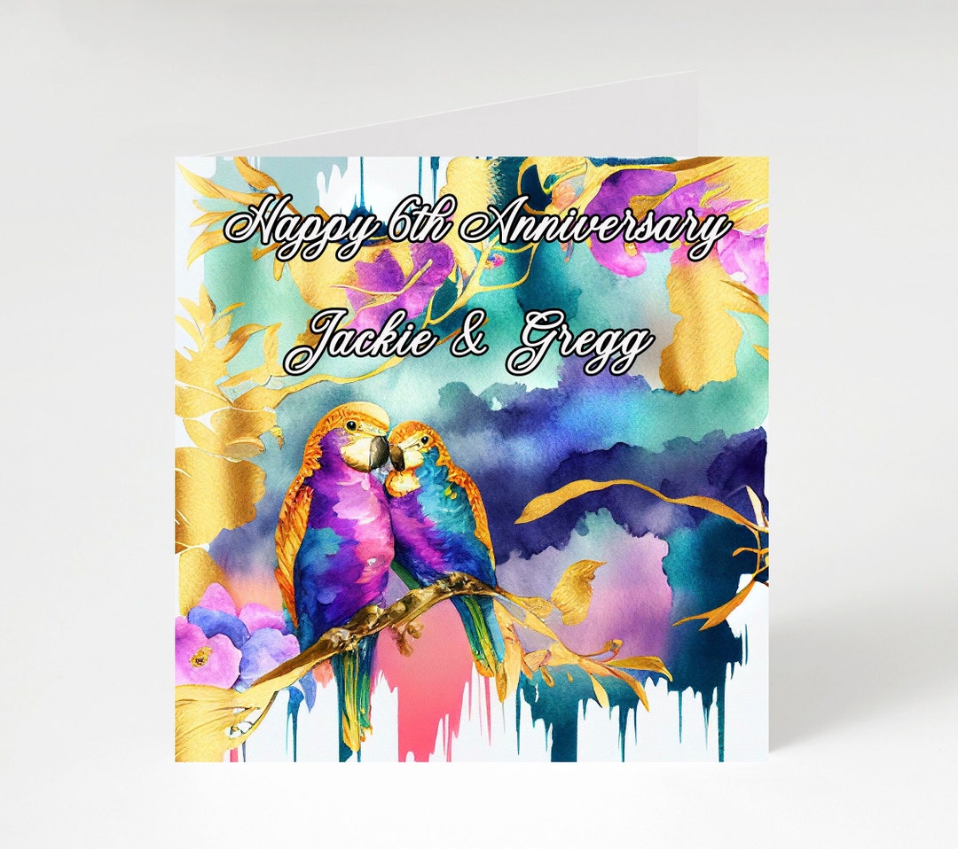 Wedding Anniversary Card, Parrots Wedding Anniversary Card for Friends ...