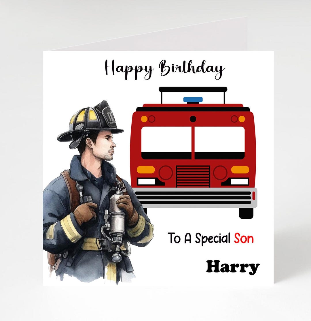 Firefighter Birthday Card, Card for Firefighter, Personalised Birthday ...