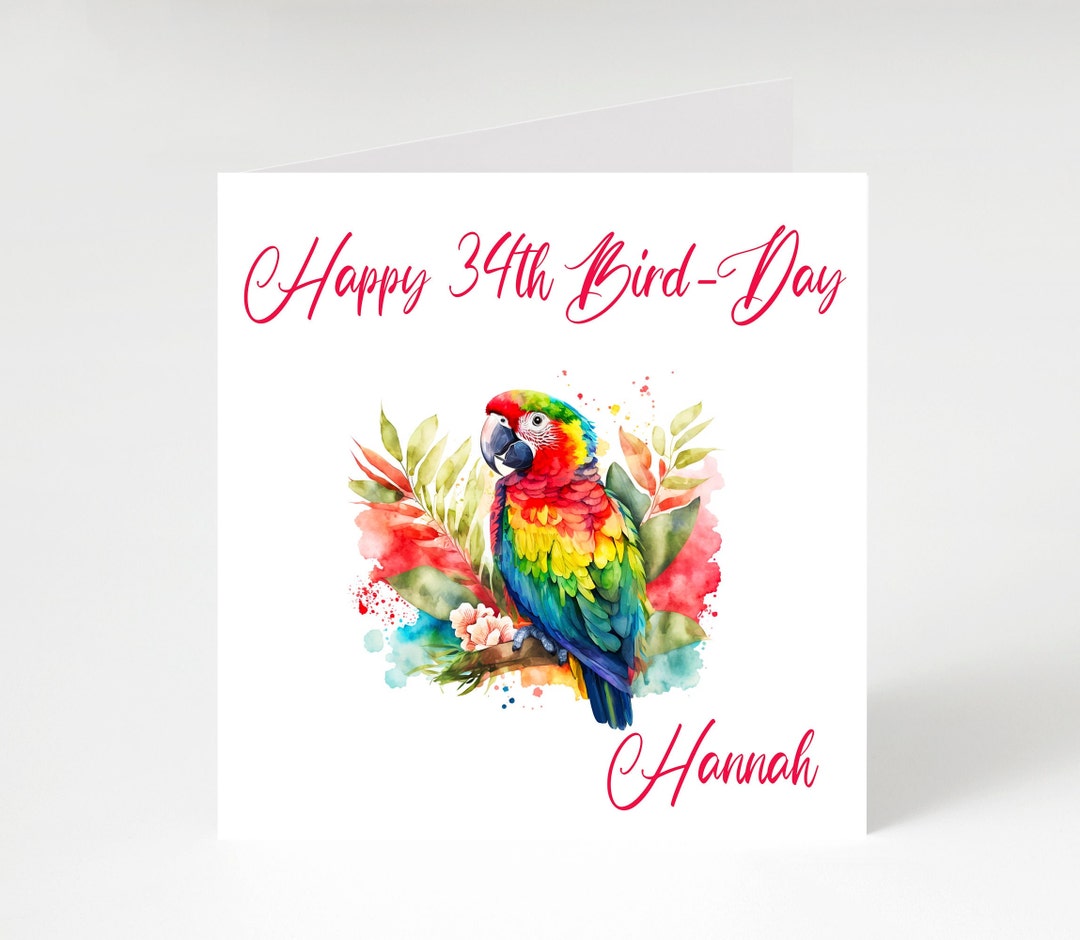 Personalized Parrot Birthday Card: Funny Bird-day Card - Etsy UK