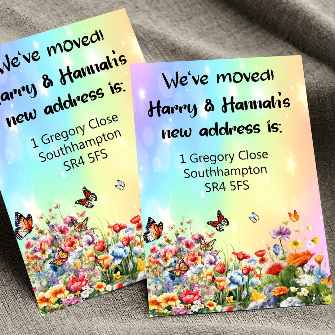 Personalized Moving Announcement Cards: Floral New Address Stationery ...
