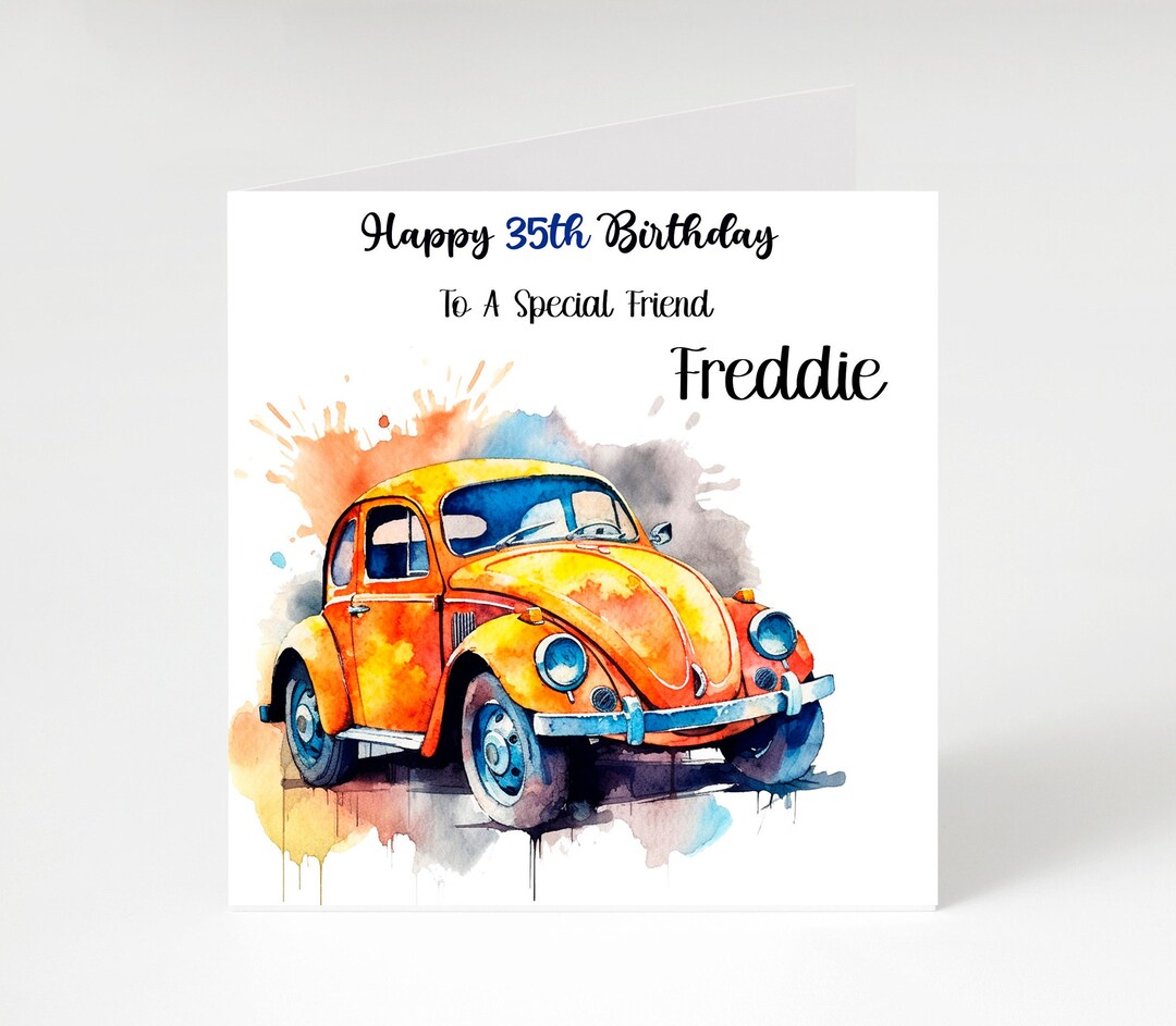 Birthday Card, Retro Car Birthday Car for Dad, Grandad, Husband, Son ...